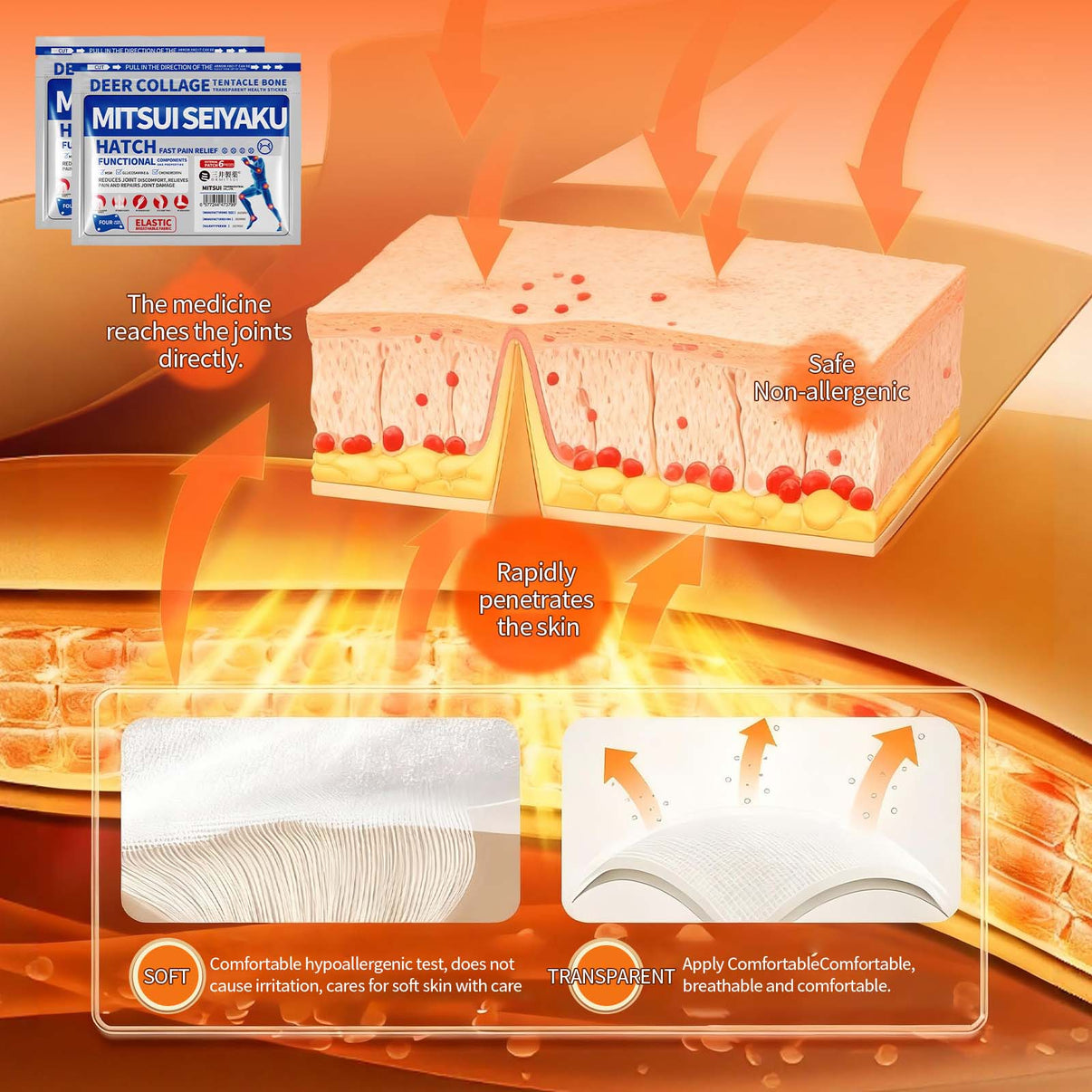 DRMITSUI Lumbar Support Patch Pain Relief Heat Patches Back Pain Patc